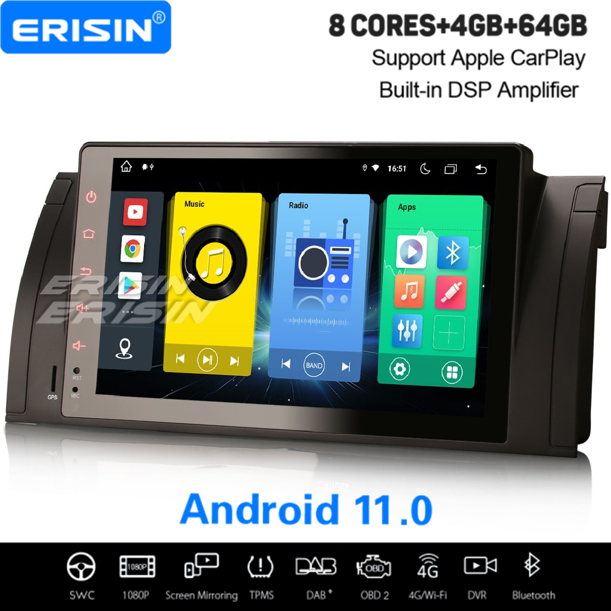 9" IPS Android 11.0 64GB Autoradio 8-UI CarPlay WiFi OBD2 Bluetooth 4G ...